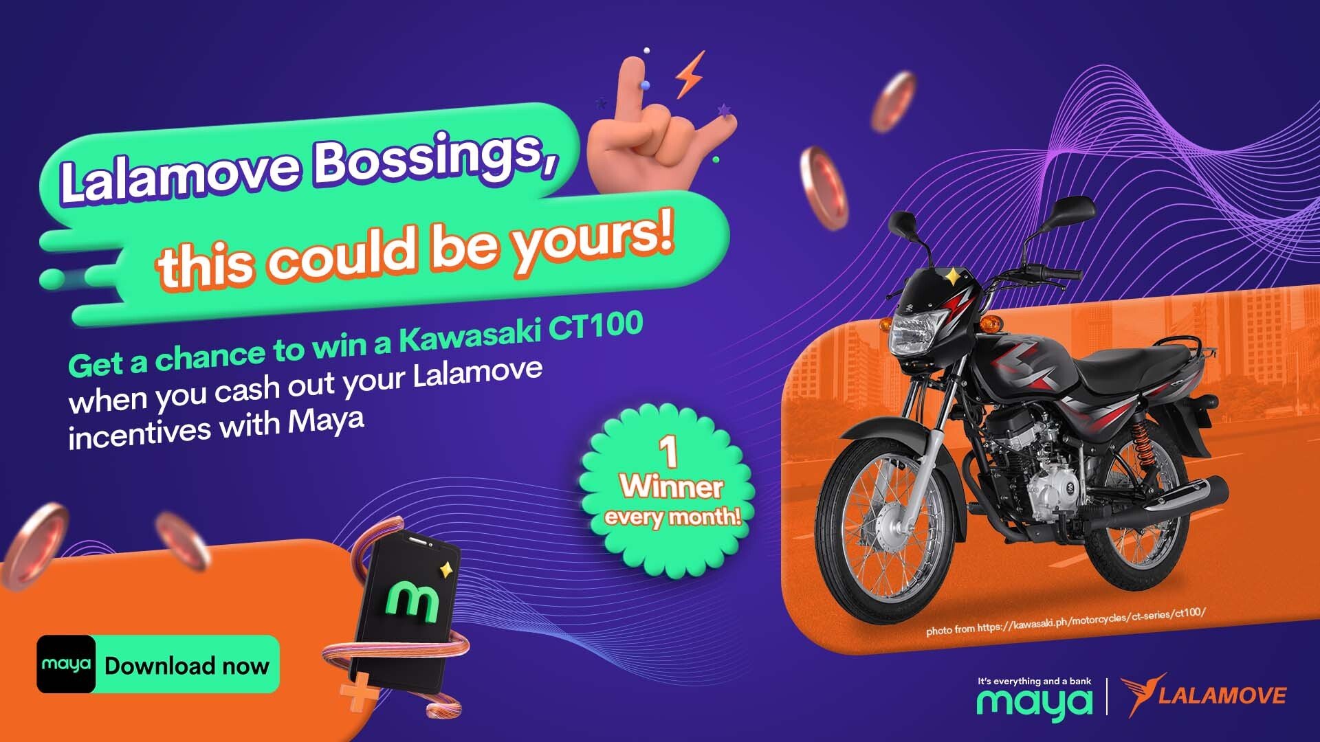 Win a Kawasaki CT100 when you cash out to your Maya account!